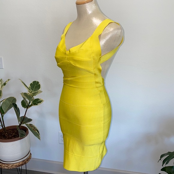 Dresses | Bodycon Yellow Dress With Open Back | Poshmark